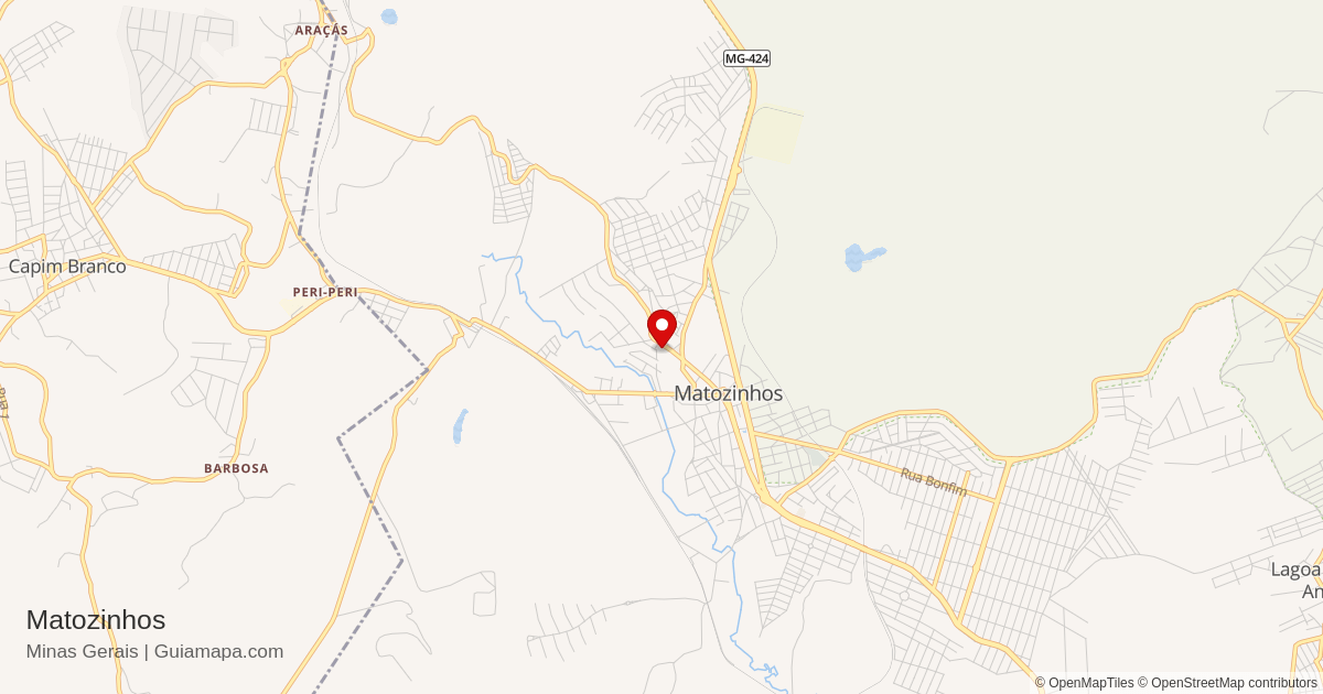 Mapa de Matozinhos - Minas Gerais - Guiamapa.com