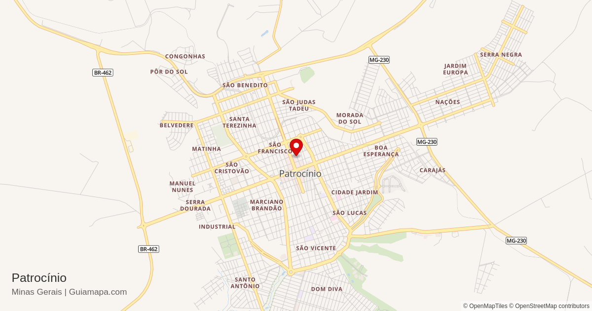 Mapa de Patrocínio - Minas Gerais - Guiamapa.com