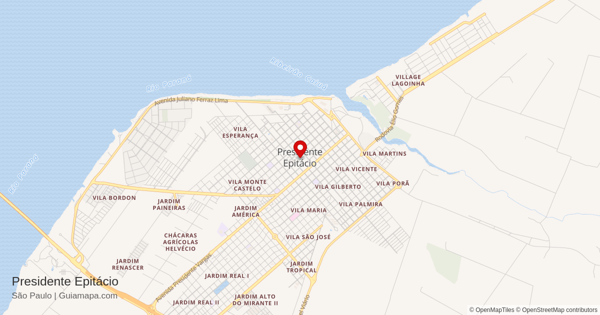 Mapa de Presidente Epitácio - São Paulo - Guiamapa.com